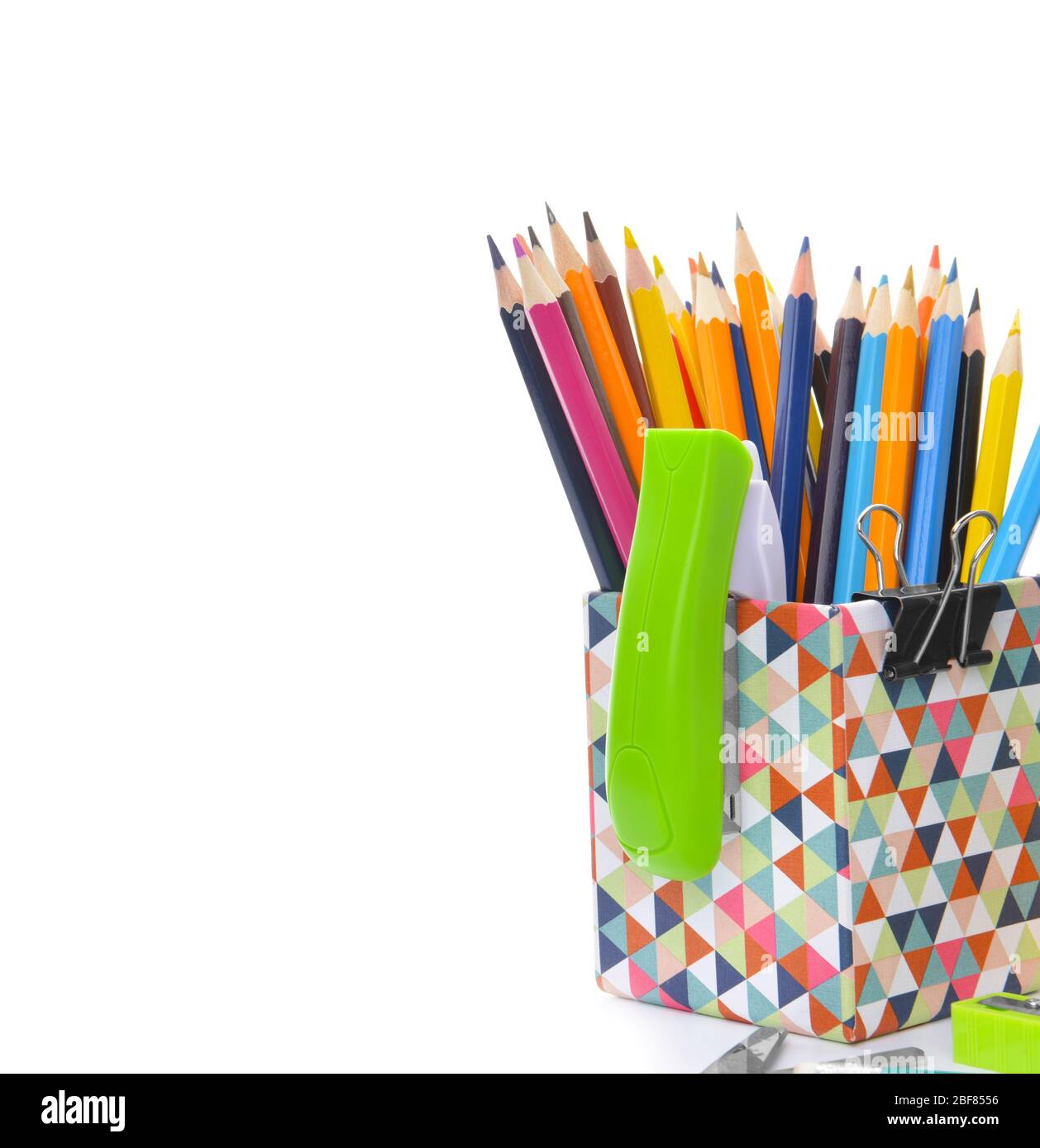 Set of school supplies on white background Stock Photo - Alamy