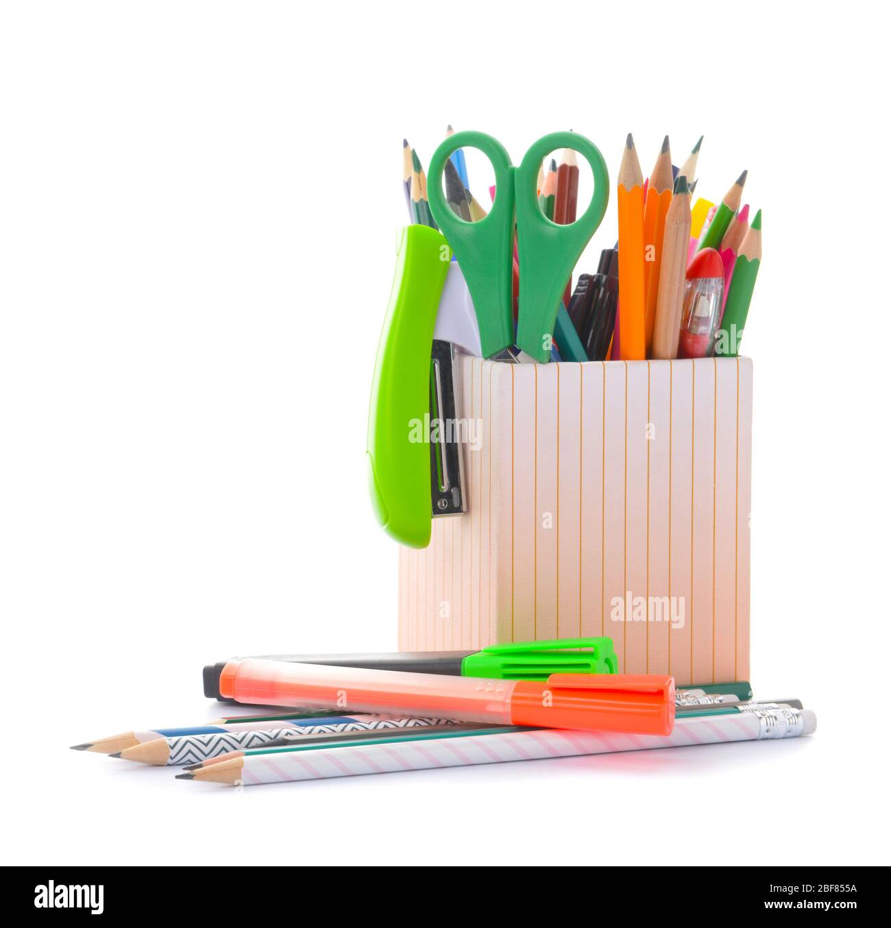 Set of school supplies on white background Stock Photo - Alamy
