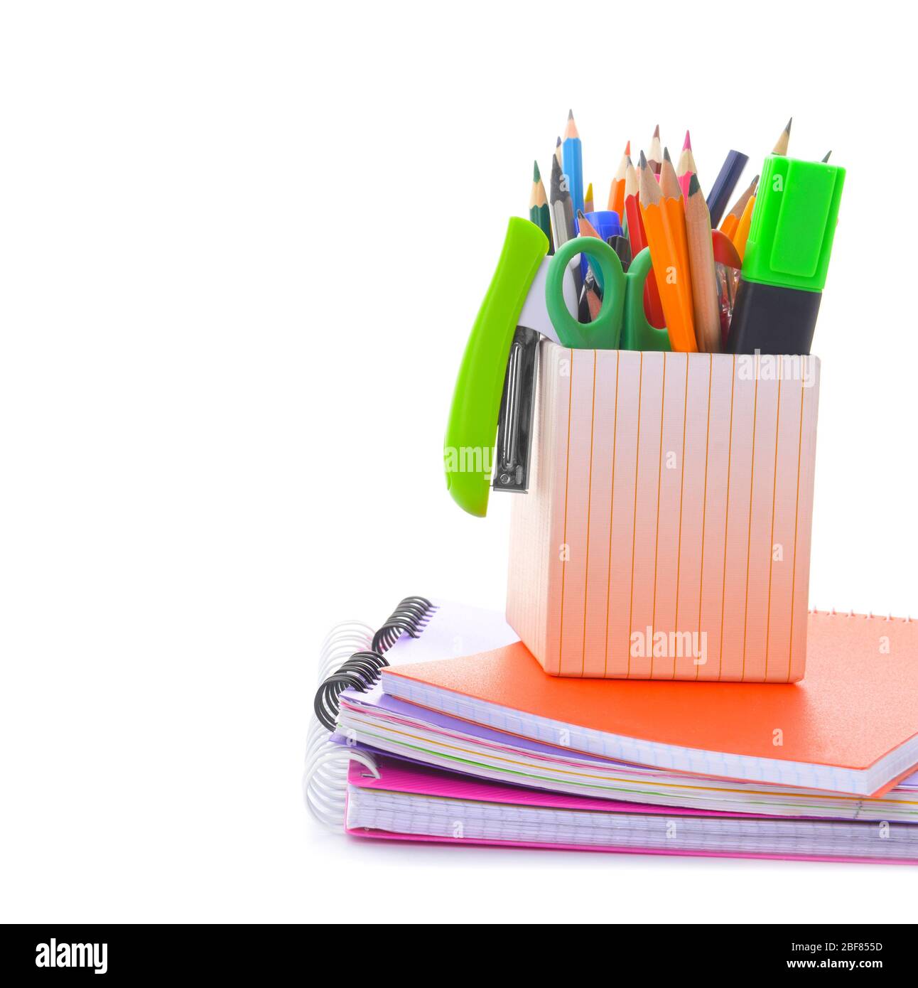 Set of school supplies on white background Stock Photo - Alamy