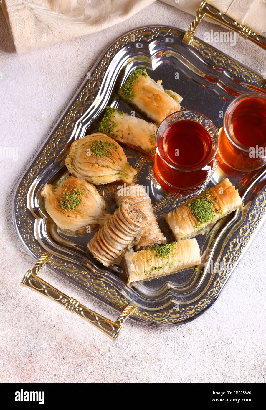traditional turkish sweets baklava with nuts Stock Photo - Alamy
