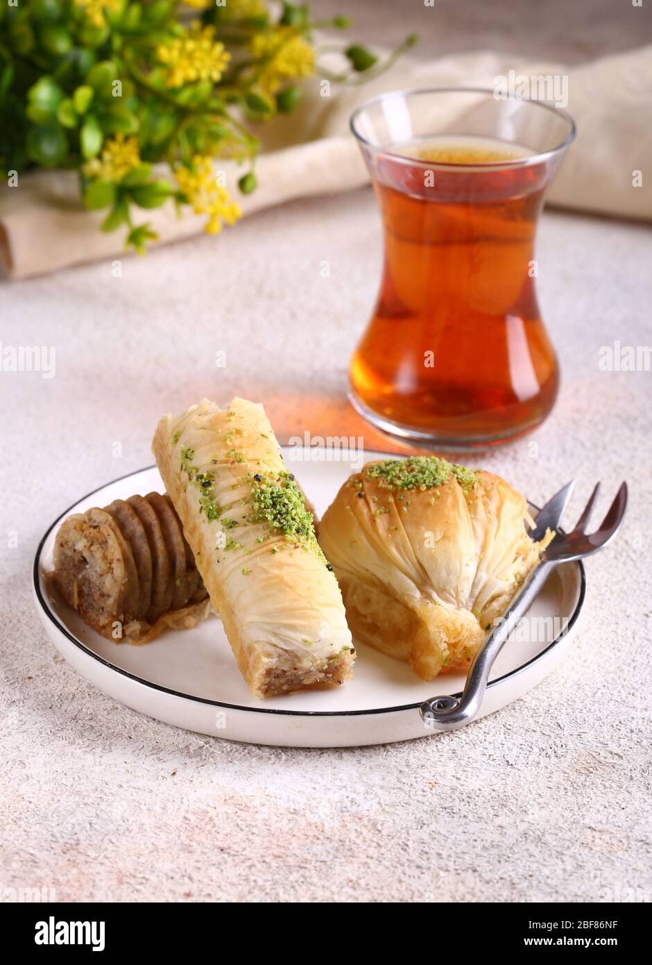 traditional turkish sweets baklava with nuts Stock Photo - Alamy