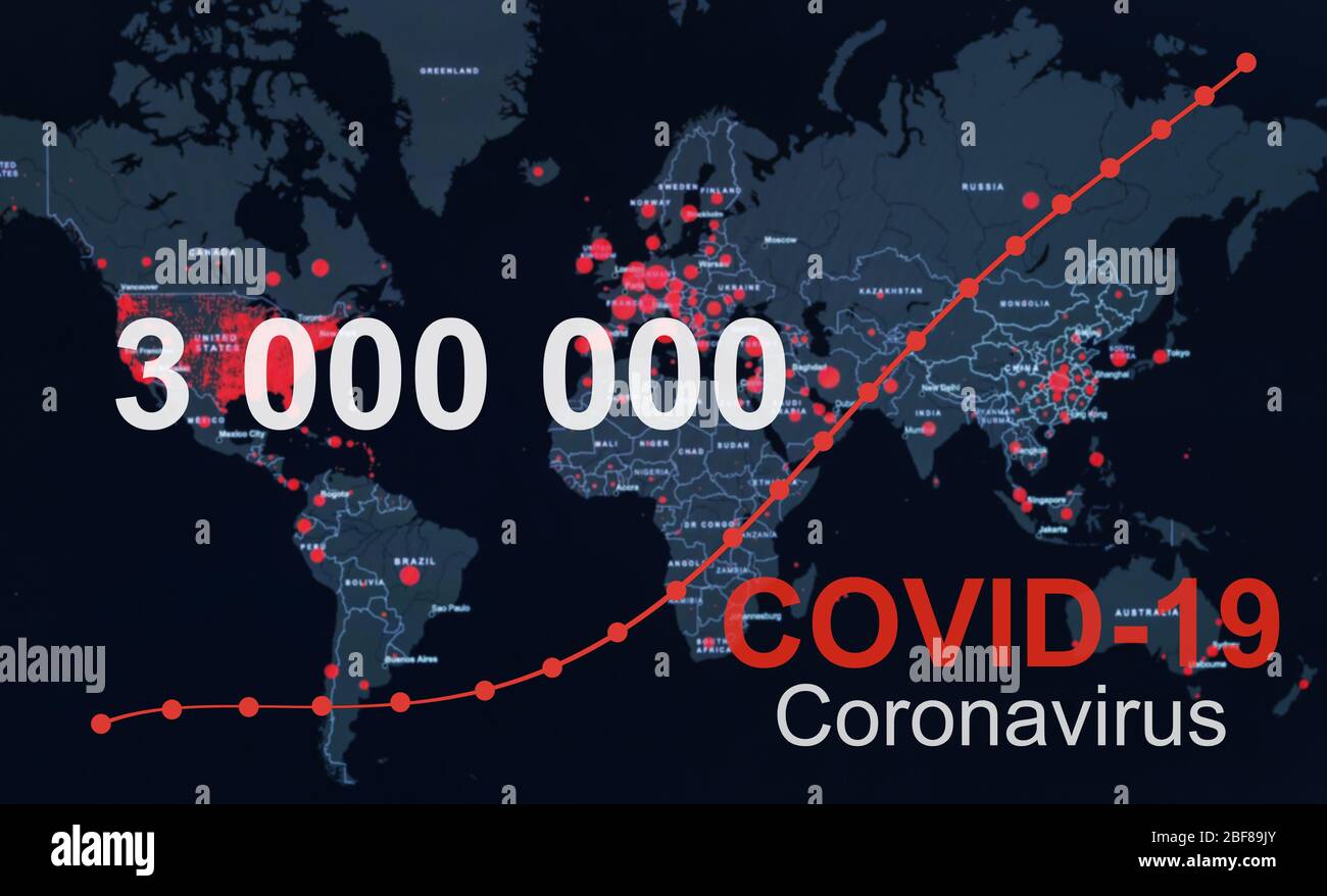 Global world map of the COVID-19 coronavirus Pandemic with a graph of ...