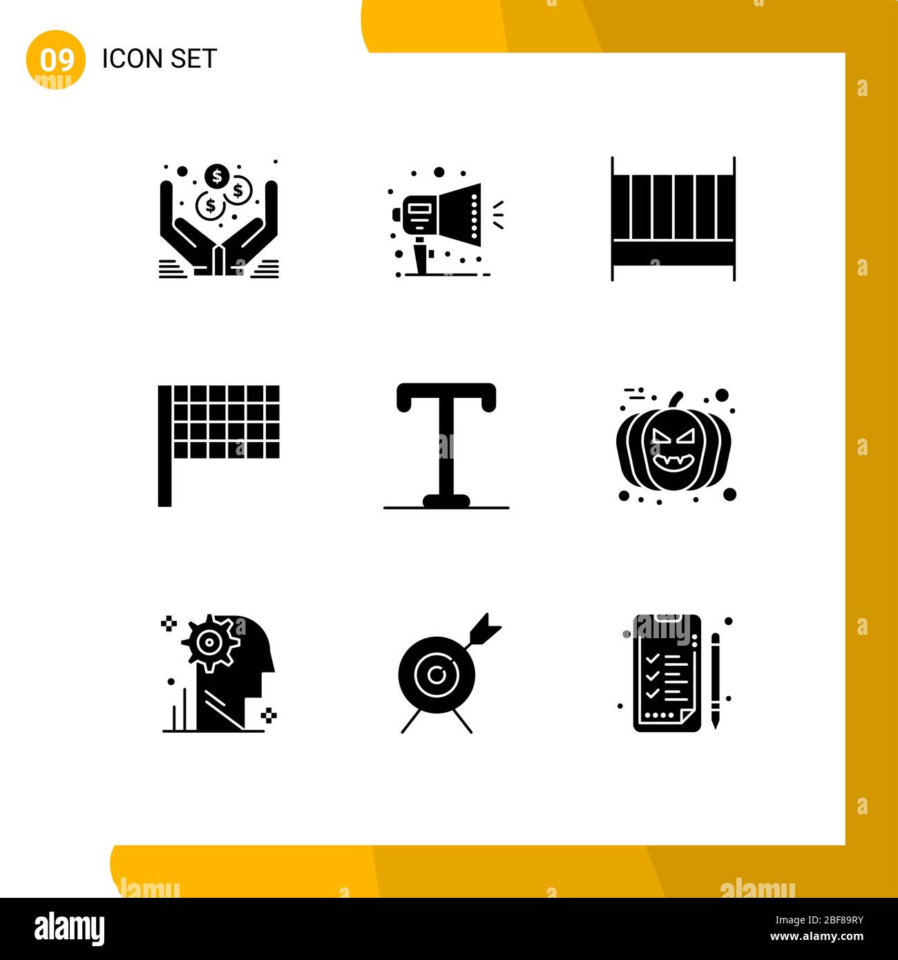 9 Thematic Vector Solid Glyphs and Editable Symbols of face, semi bold ...