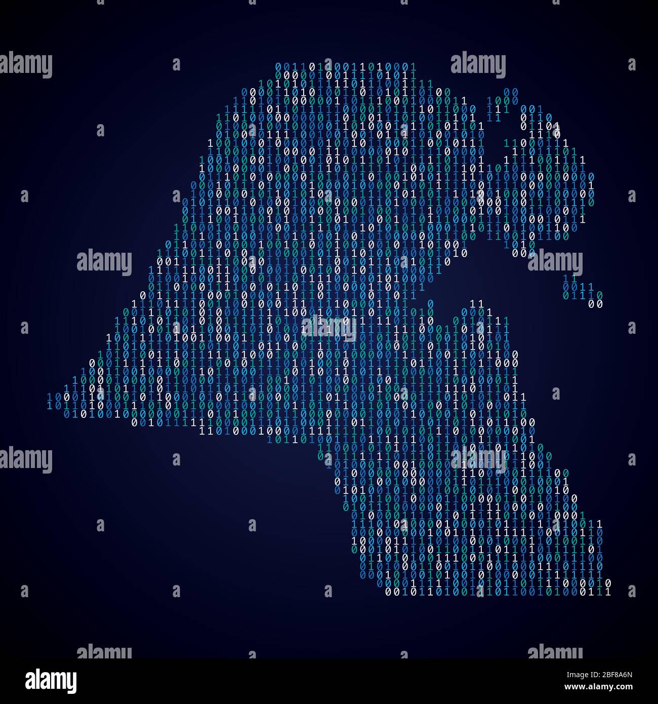 Kuwait country map made from digital binary code Stock Vector Image & Art - Alamy