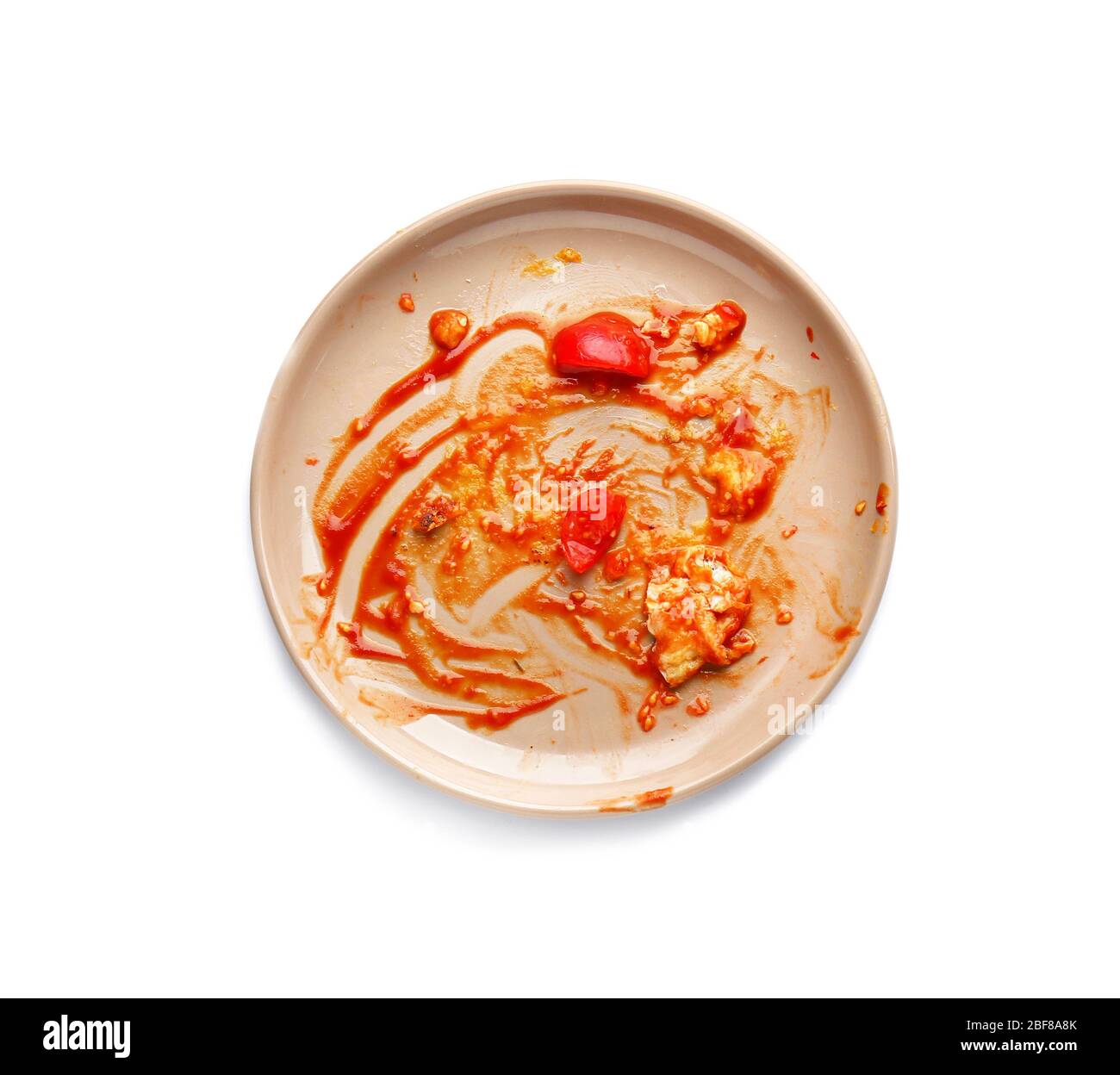 Dirty empty plate on white background Stock Photo - Alamy