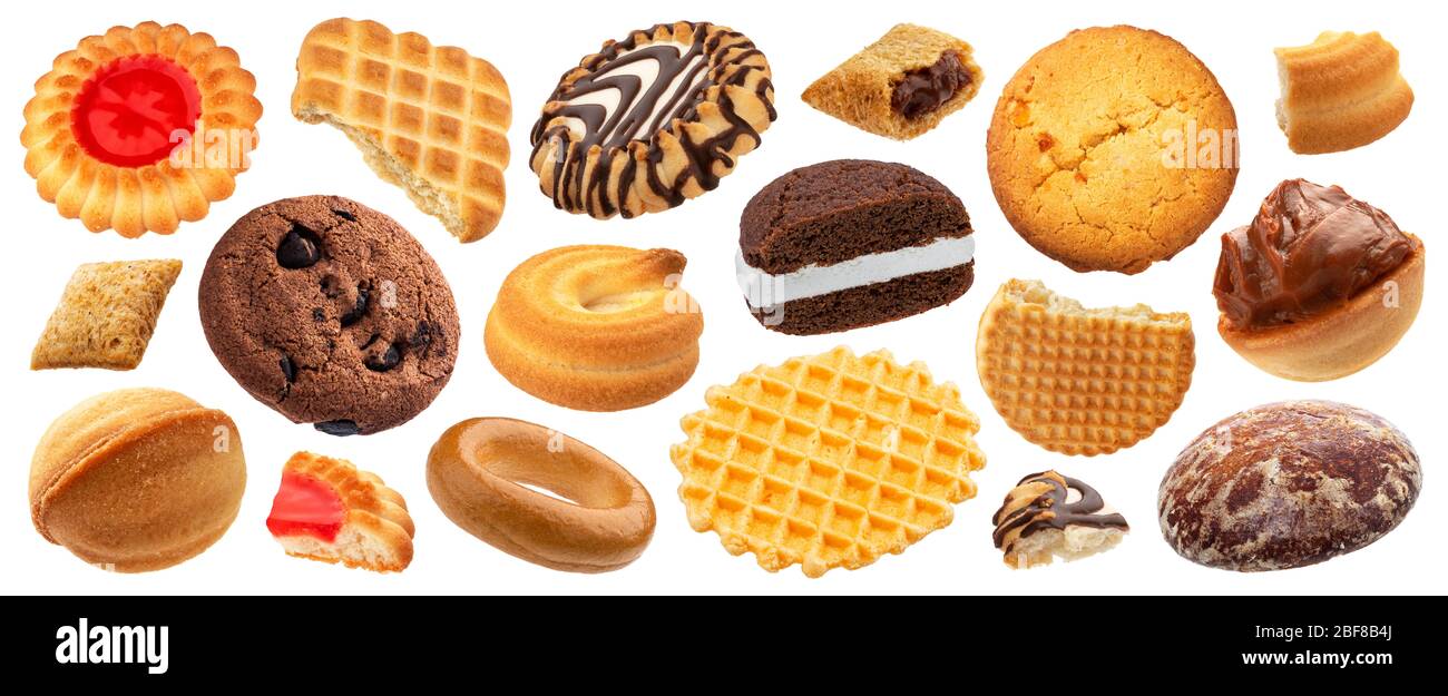 Cookies and biscuits collection isolated on white background Stock ...