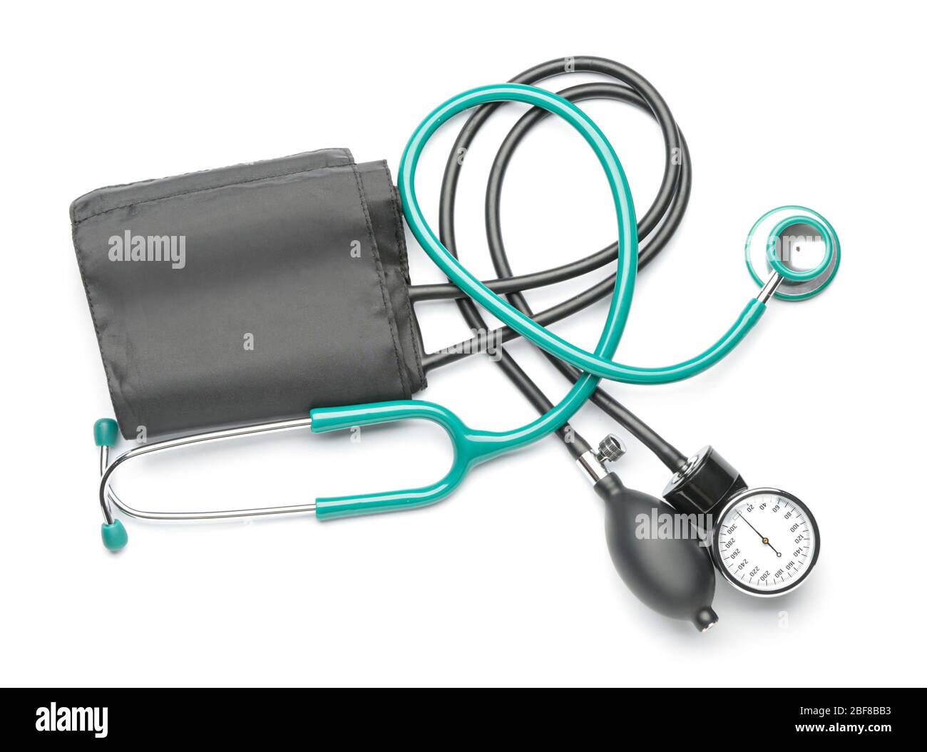 Stethoscope with sphygmomanometer on white background Stock Photo - Alamy