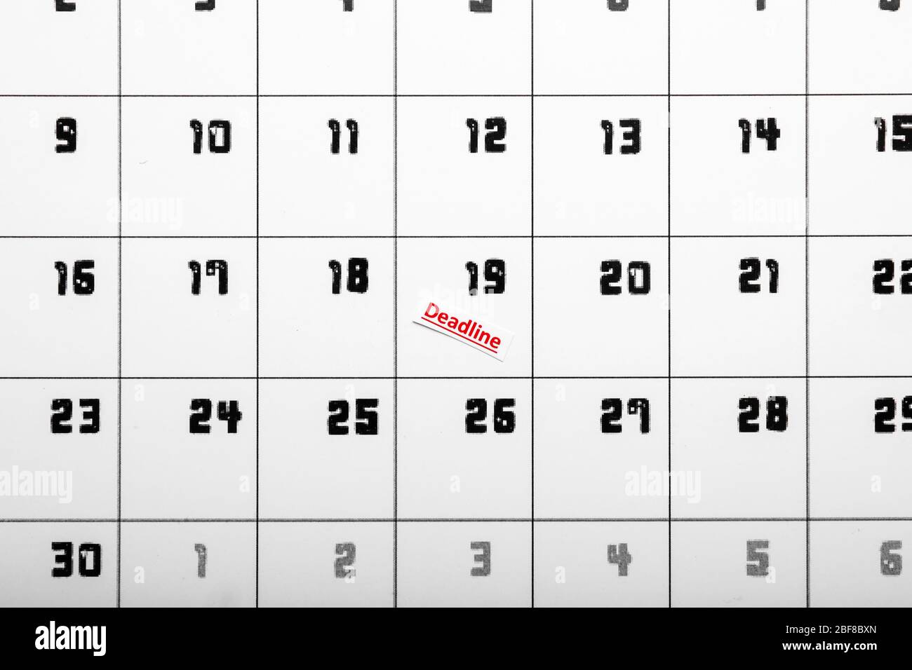 Calendar with marked date, closeup. Deadline concept Stock Photo - Alamy