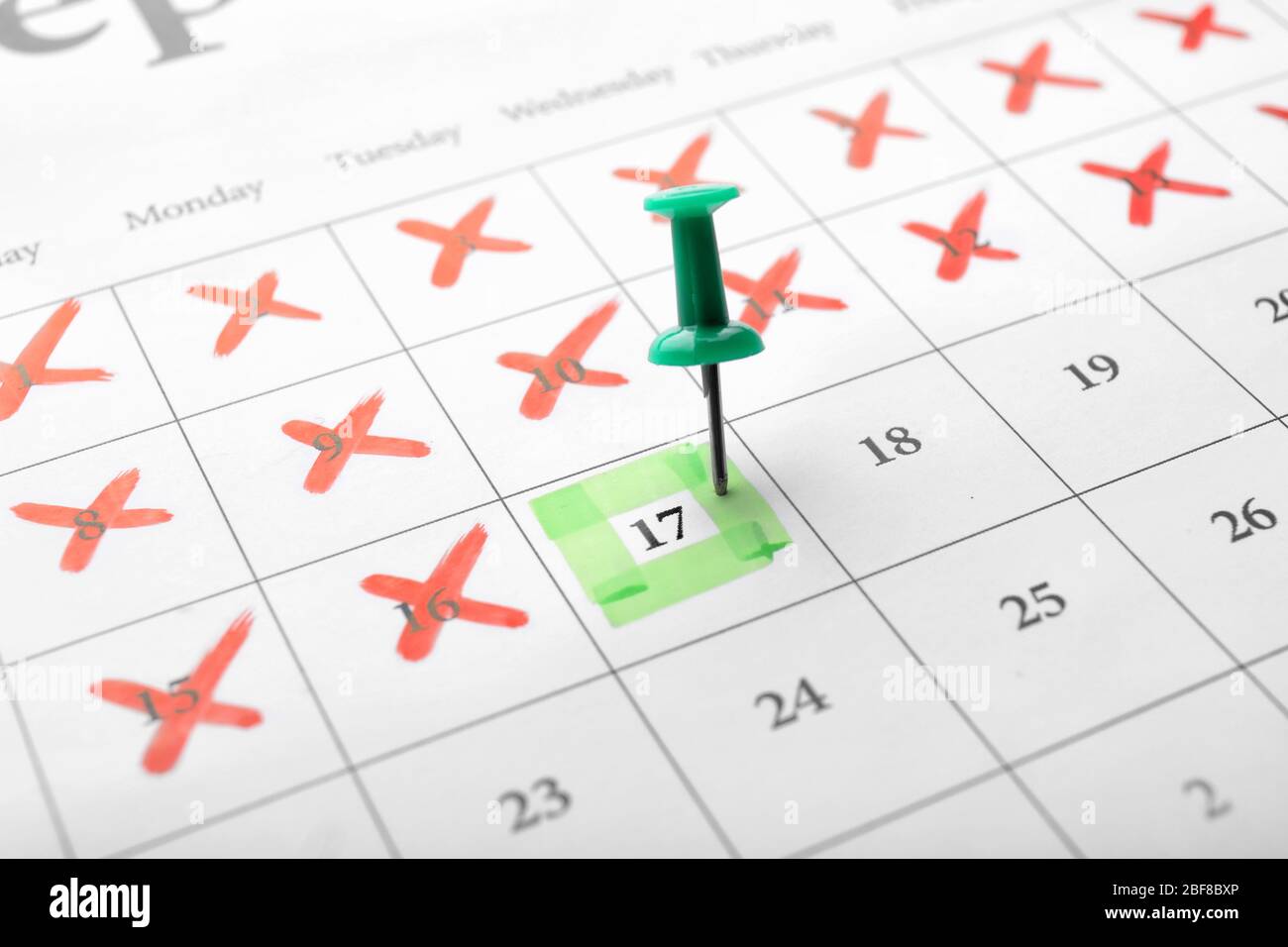 Calendar with marked date, closeup. Deadline concept Stock Photo - Alamy