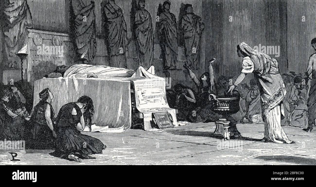 Antiquite romaine "scene de funerailles sous le regne de l'empereur ...