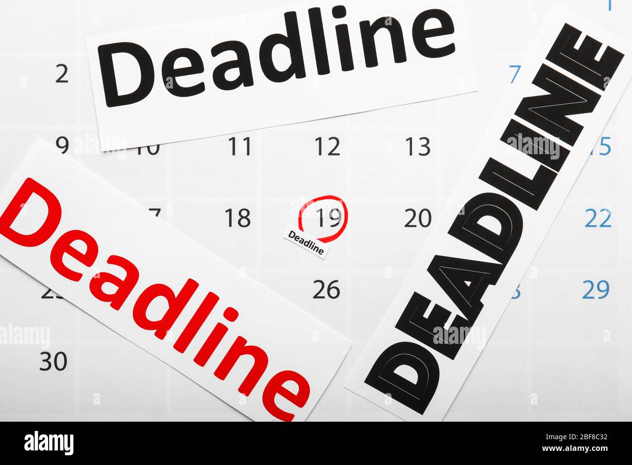Calendar with words DEADLINE, closeup Stock Photo - Alamy