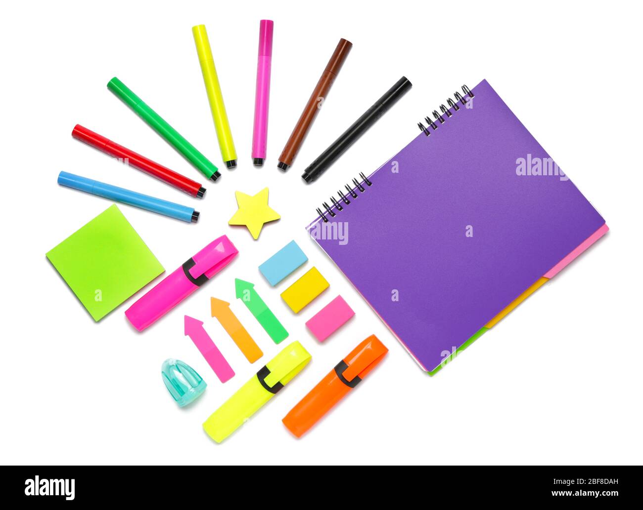 Set of school supplies on white background Stock Photo - Alamy