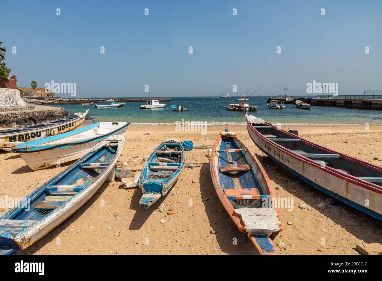 Traditional architecture at Goree island, Dakar, Senegal. West Africa ...