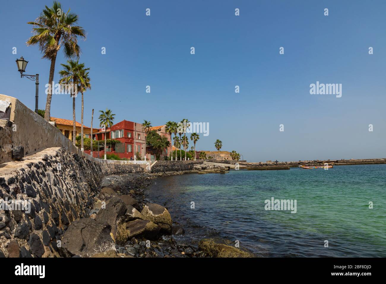Traditional architecture at Goree island, Dakar, Senegal. West Africa ...