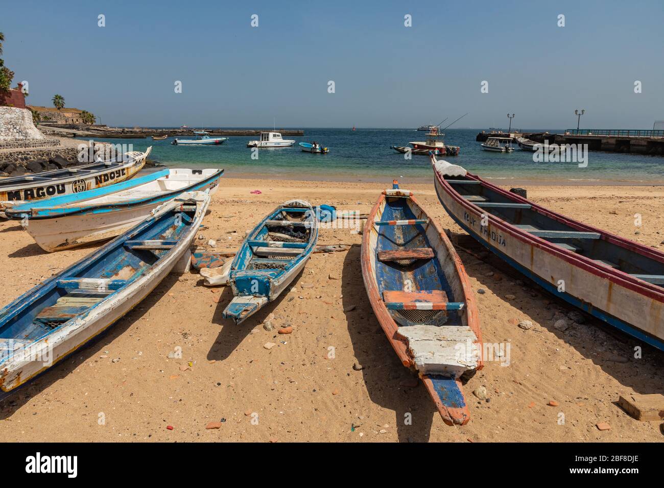 Traditional architecture at Goree island, Dakar, Senegal. West Africa ...