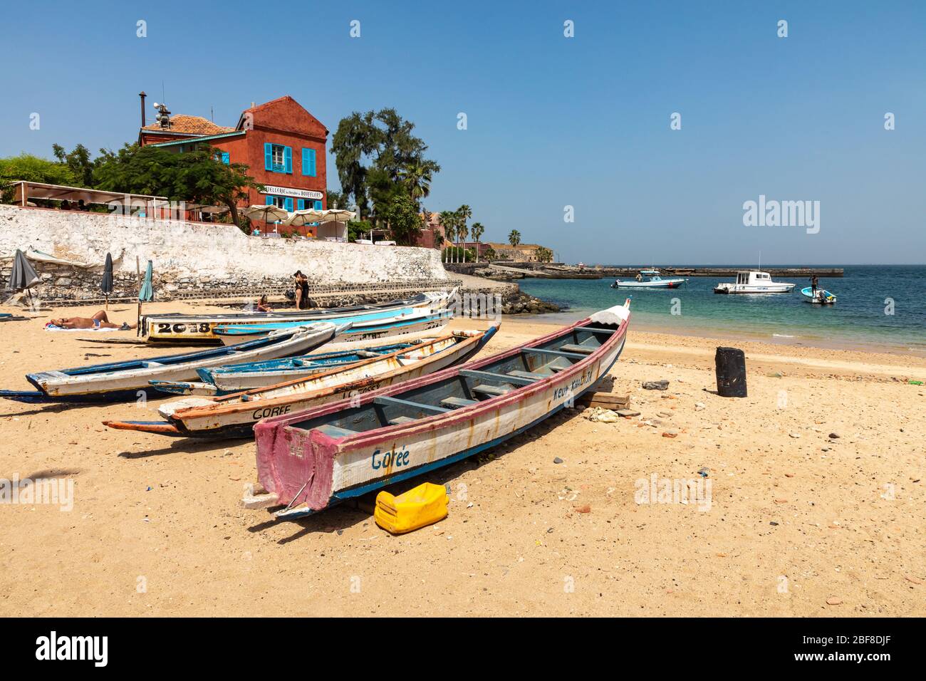 Traditional architecture at Goree island, Dakar, Senegal. West Africa ...