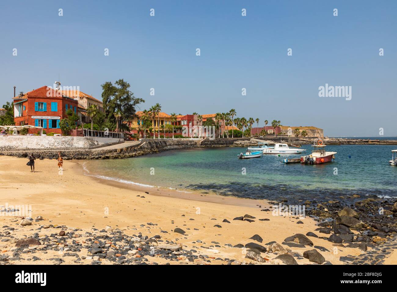 Traditional architecture at Goree island, Dakar, Senegal. West Africa ...