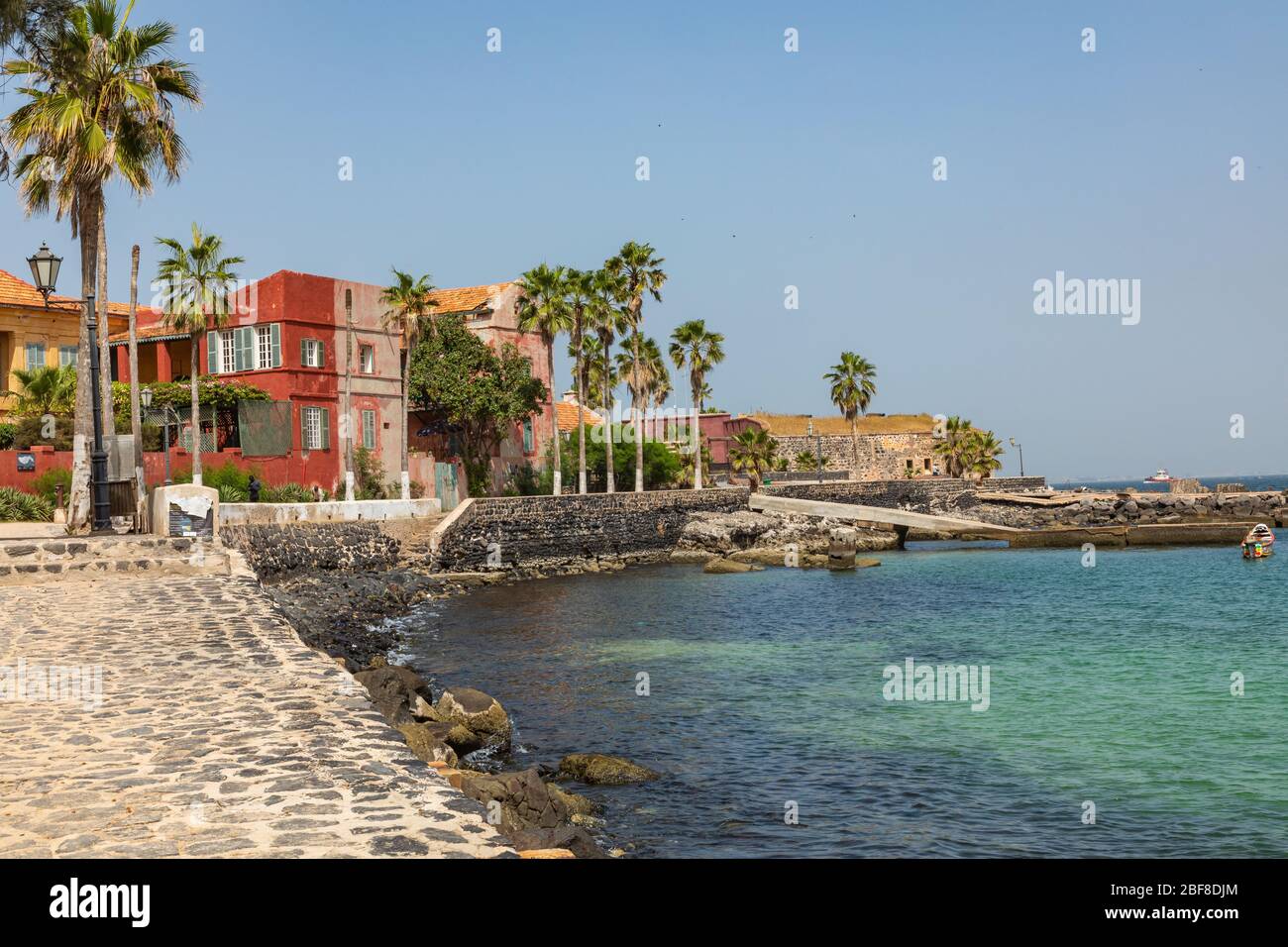 Traditional architecture at Goree island, Dakar, Senegal. West Africa ...