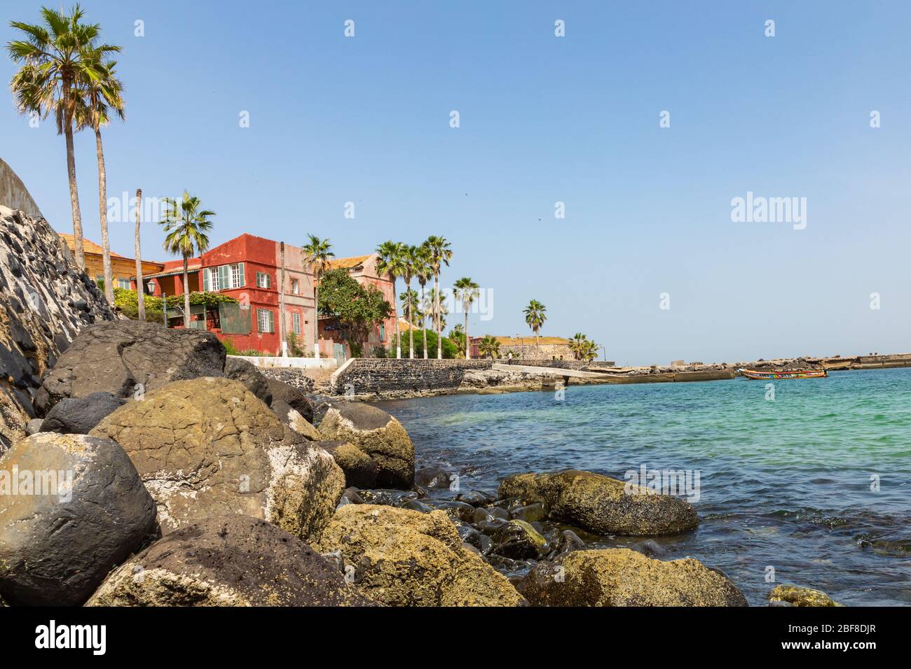 Traditional architecture at Goree island, Dakar, Senegal. West Africa ...