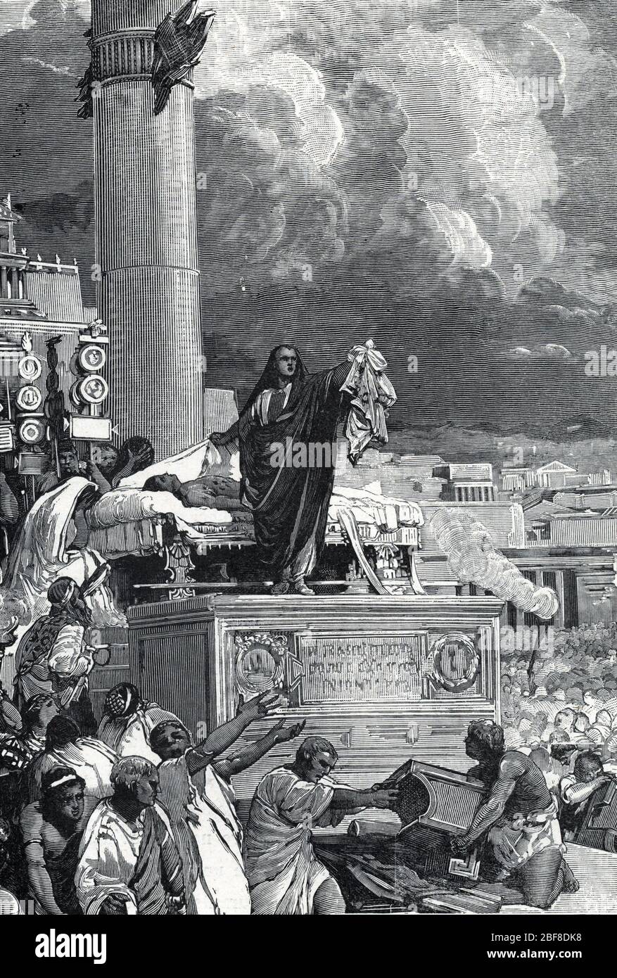 Antiquite romaine "les funerailles de Jules Cesar (100-44 avant JC) en ...