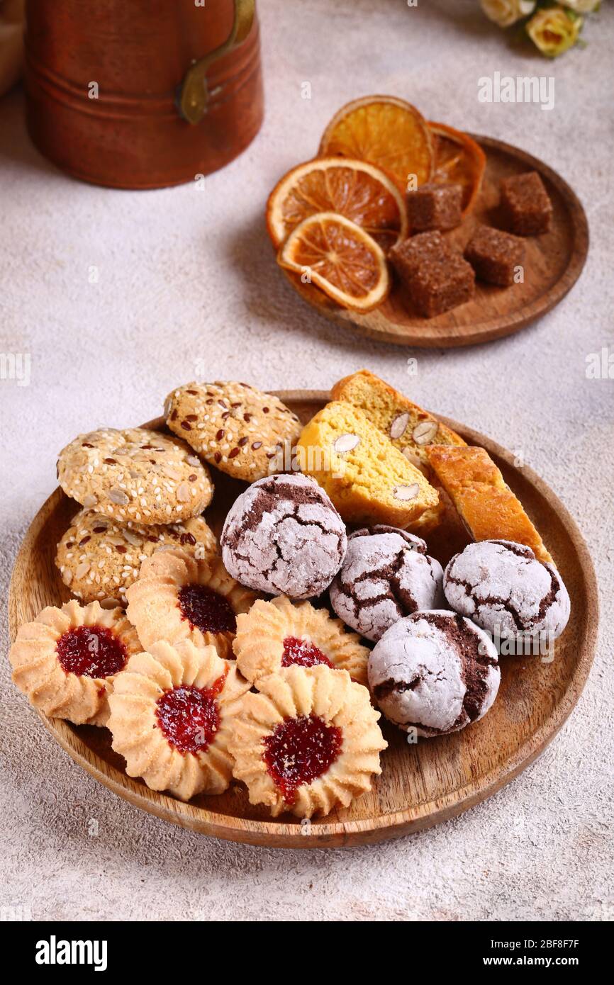 various sweet pastries cookies assorted for dessert Stock Photo - Alamy