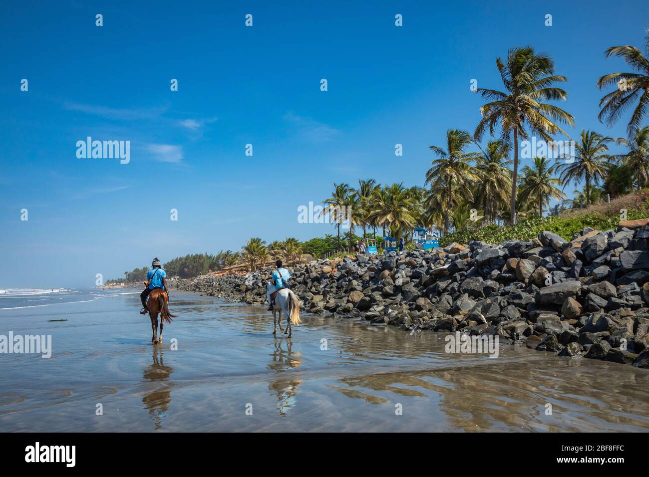 SERREKUNDA, THE GAMBIA - NOVEMBER 22, 2019: Beach near the Senegambia ...