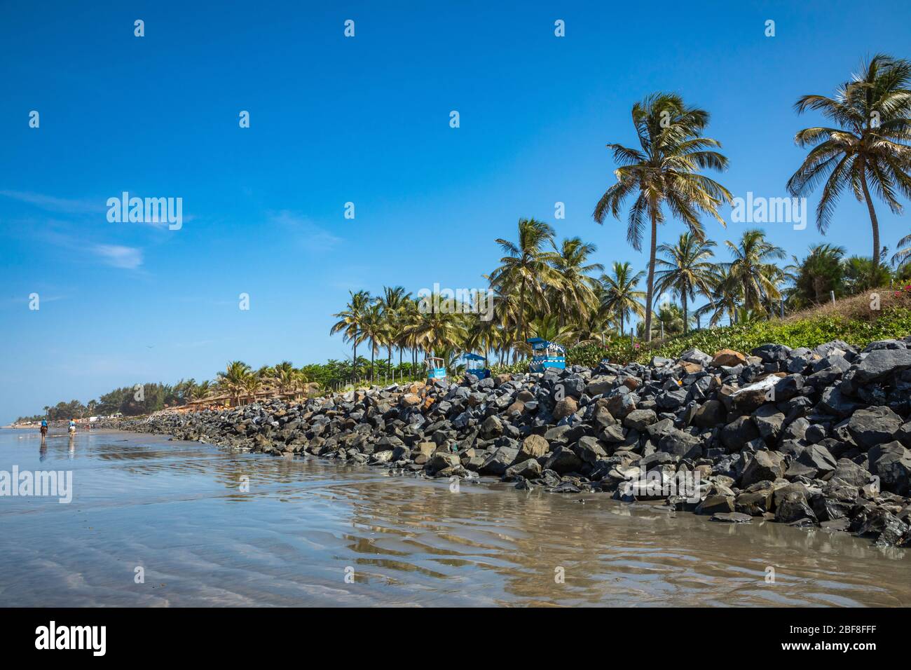SERREKUNDA, THE GAMBIA - NOVEMBER 22, 2019: Beach near the Senegambia ...