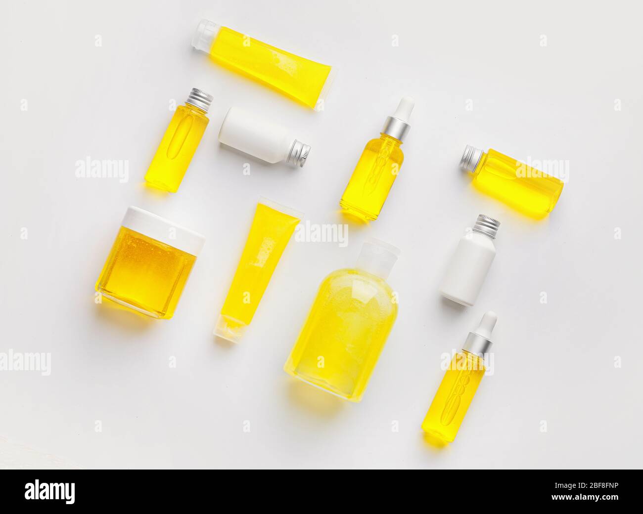 Different cosmetic products on white background Stock Photo - Alamy
