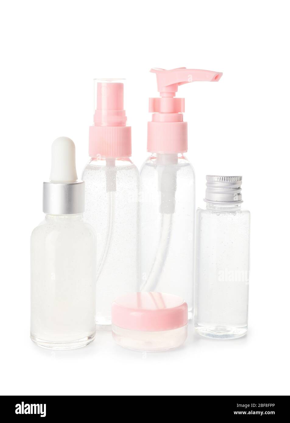 Different cosmetic products on white background Stock Photo - Alamy