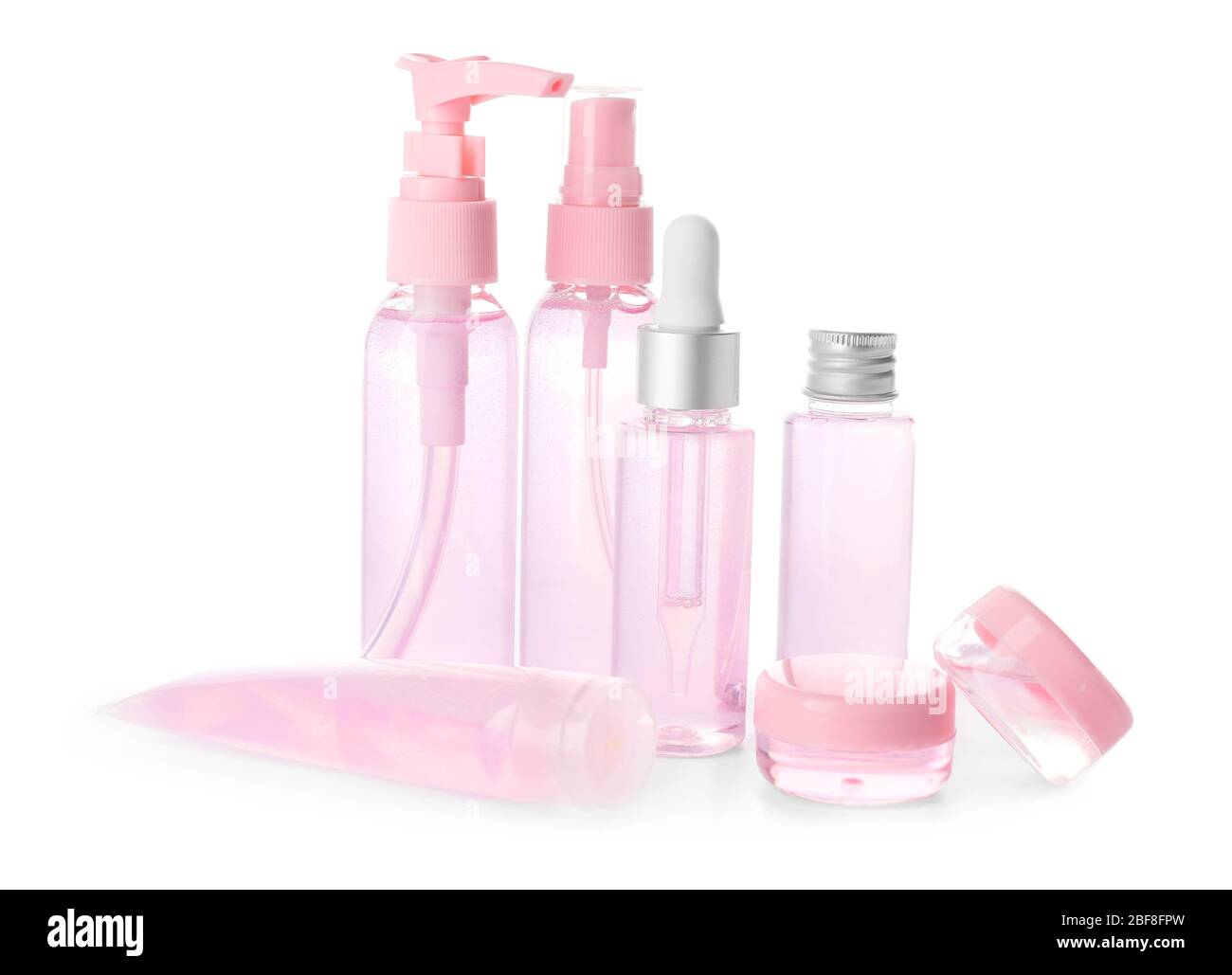 Different cosmetic products on white background Stock Photo - Alamy