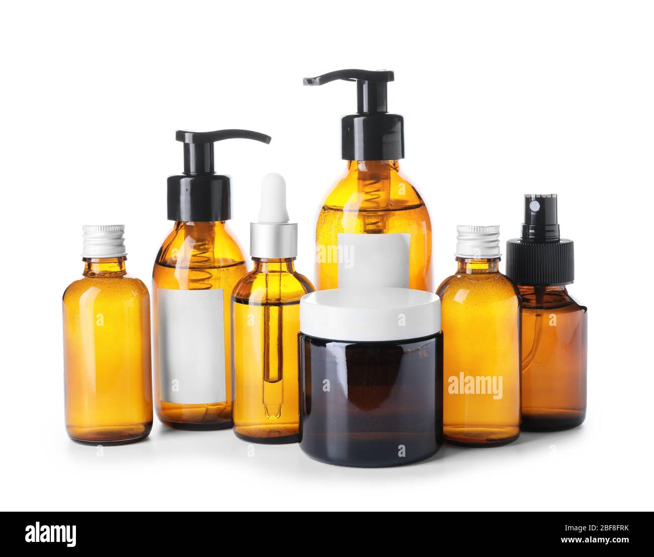 Different cosmetic products on white background Stock Photo - Alamy