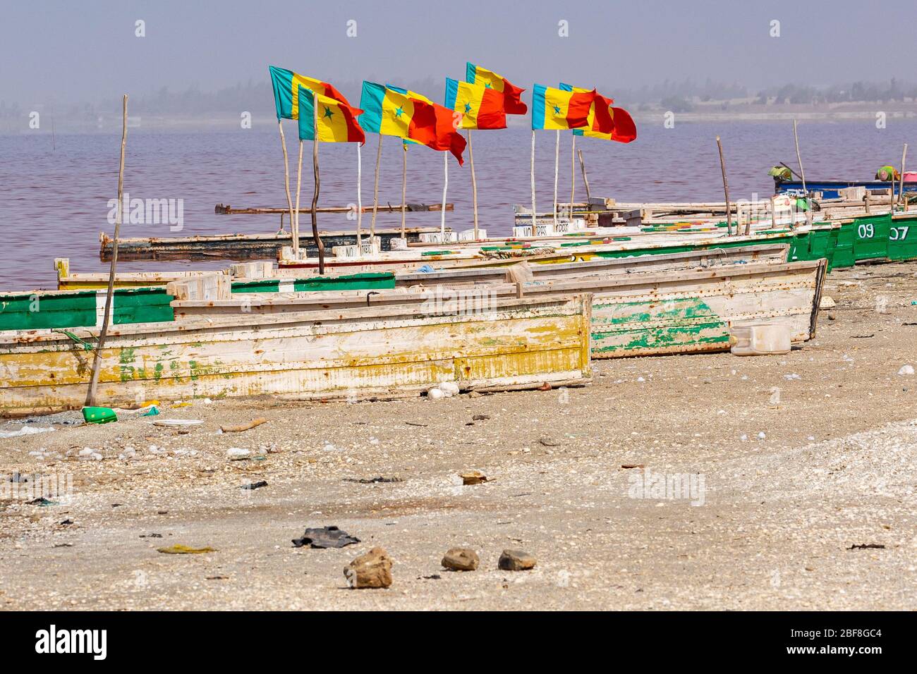 Boats at Lac Rose or Retba Lake. Dakar. Senegal. West Africa. UNESCO ...