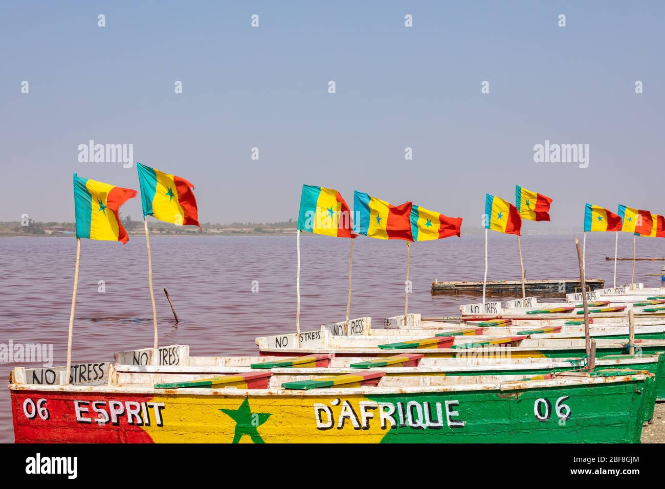 Boats at Lac Rose or Retba Lake. Dakar. Senegal. West Africa. UNESCO ...