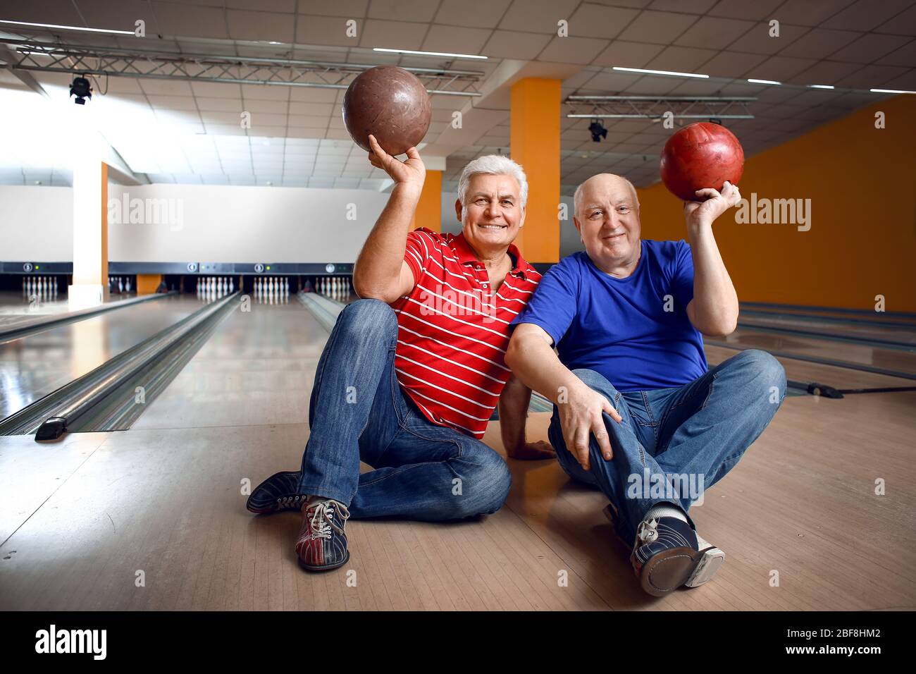 Portrait of senior men in bowling club Stock Photo - Alamy