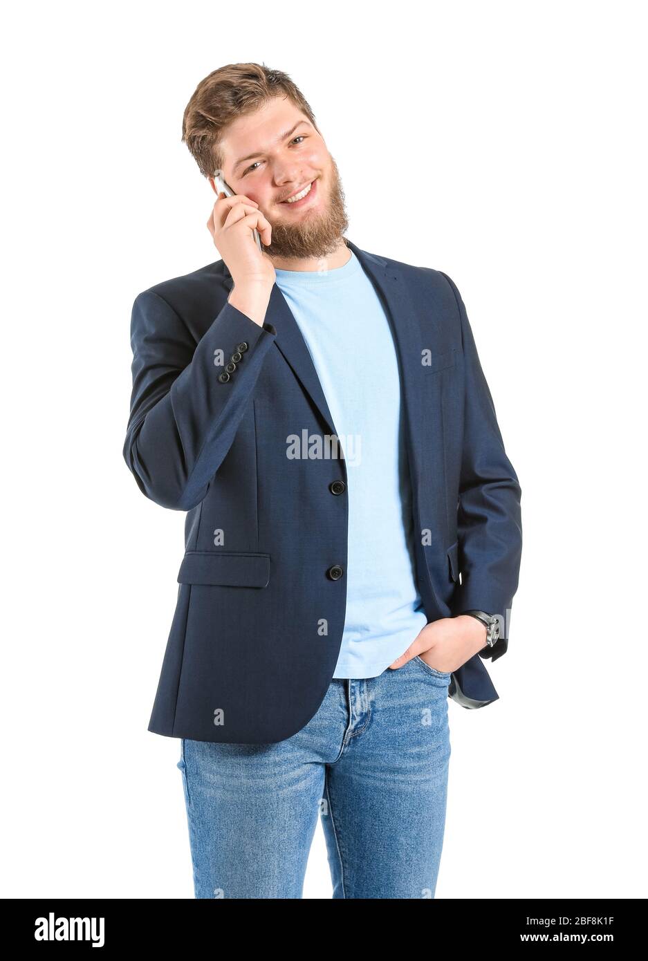 Handsome caucasian bearded man talking Cut Out Stock Images & Pictures ...
