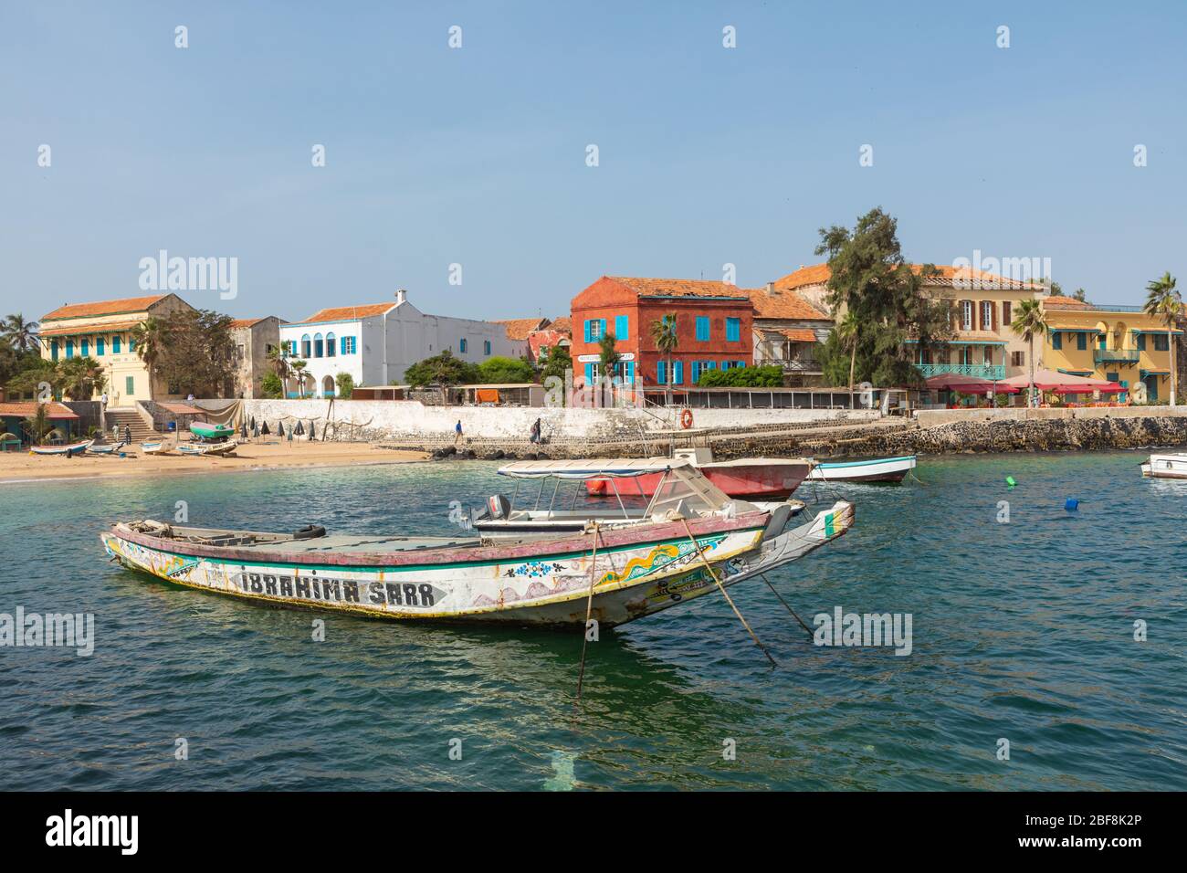 Traditional architecture at Goree island, Dakar, Senegal. West Africa ...