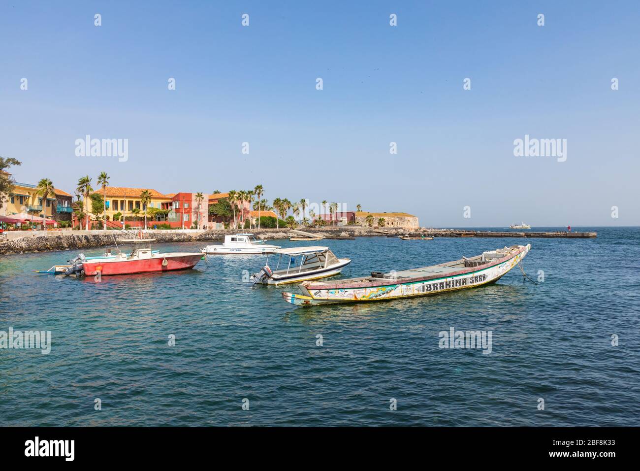Traditional architecture at Goree island, Dakar, Senegal. West Africa ...