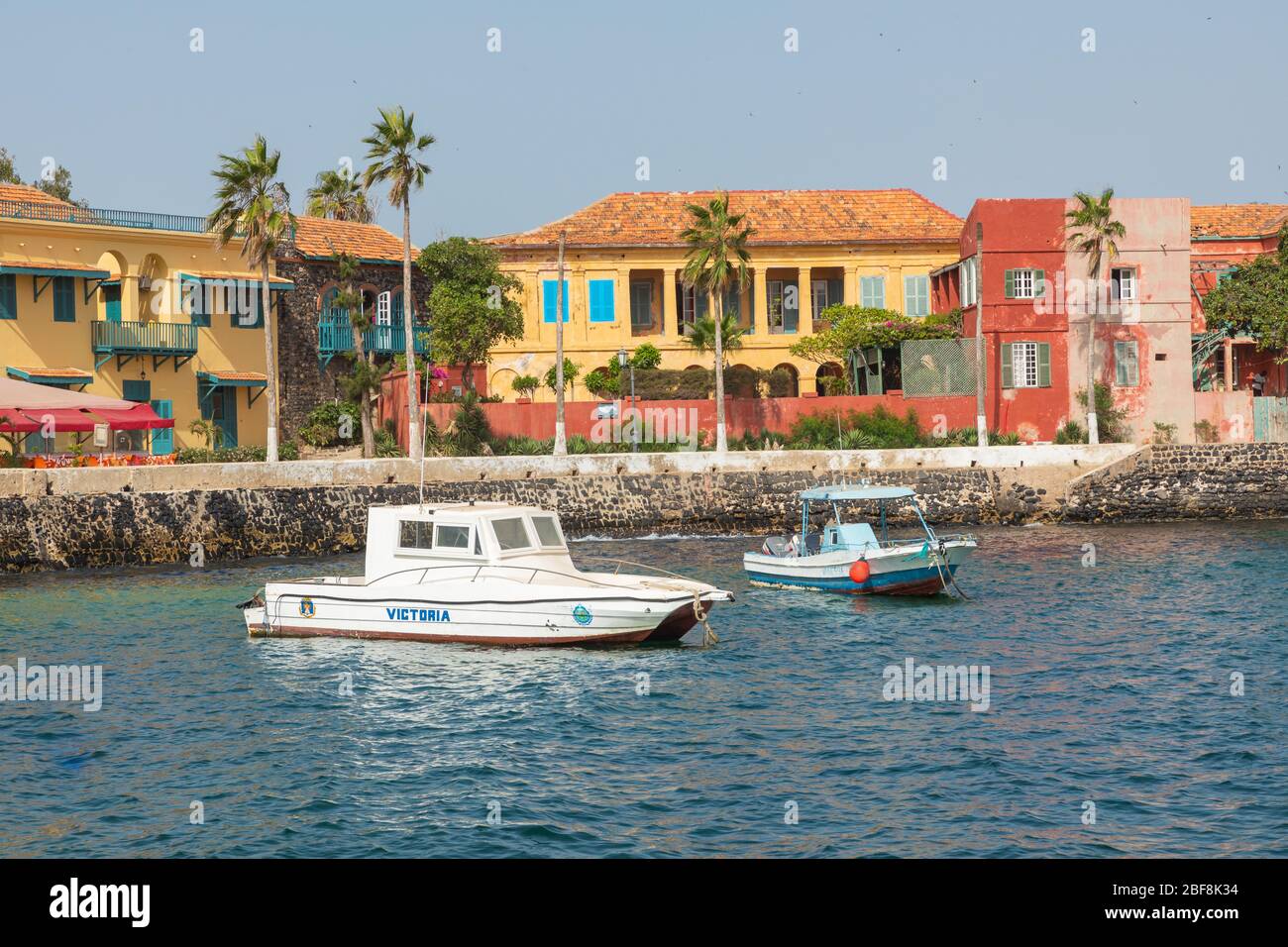 Traditional architecture at Goree island, Dakar, Senegal. West Africa ...