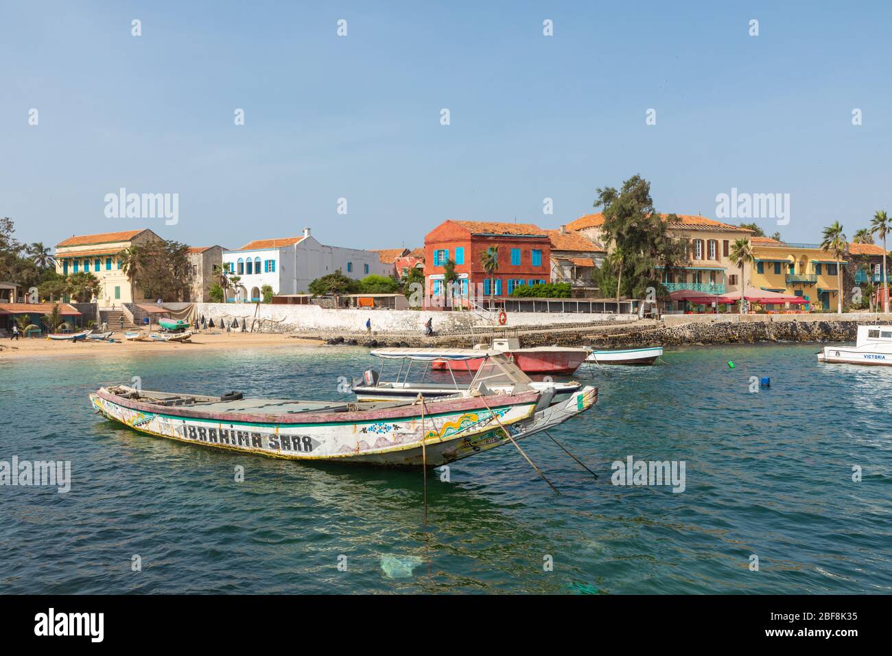 Traditional architecture at Goree island, Dakar, Senegal. West Africa ...