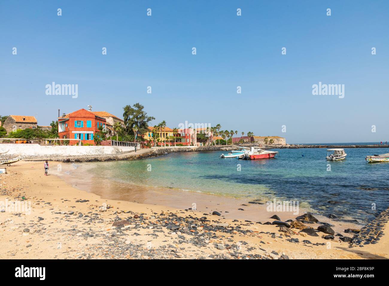 Traditional architecture at Goree island, Dakar, Senegal. West Africa ...