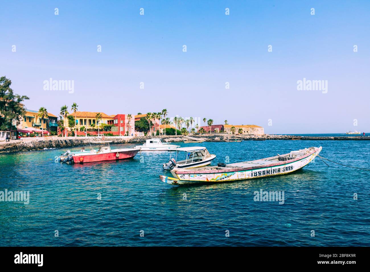 Traditional architecture at Goree island, Dakar, Senegal. West Africa ...
