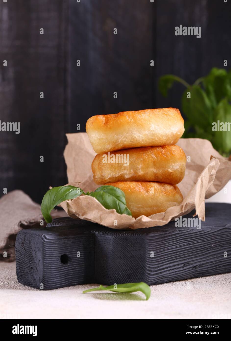 fried homemade pies with potatoes Stock Photo - Alamy
