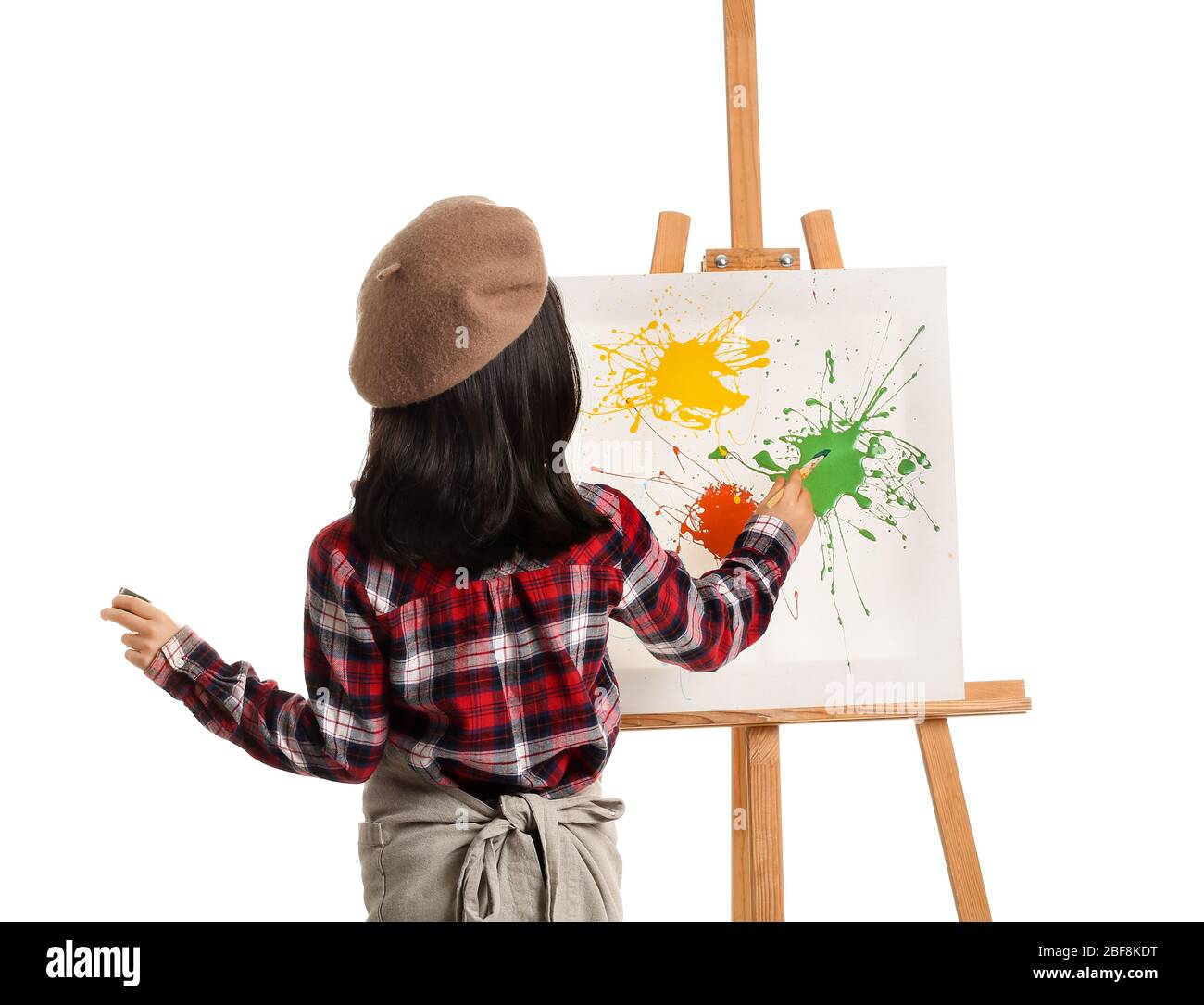 Cute little artist on white background Stock Photo - Alamy