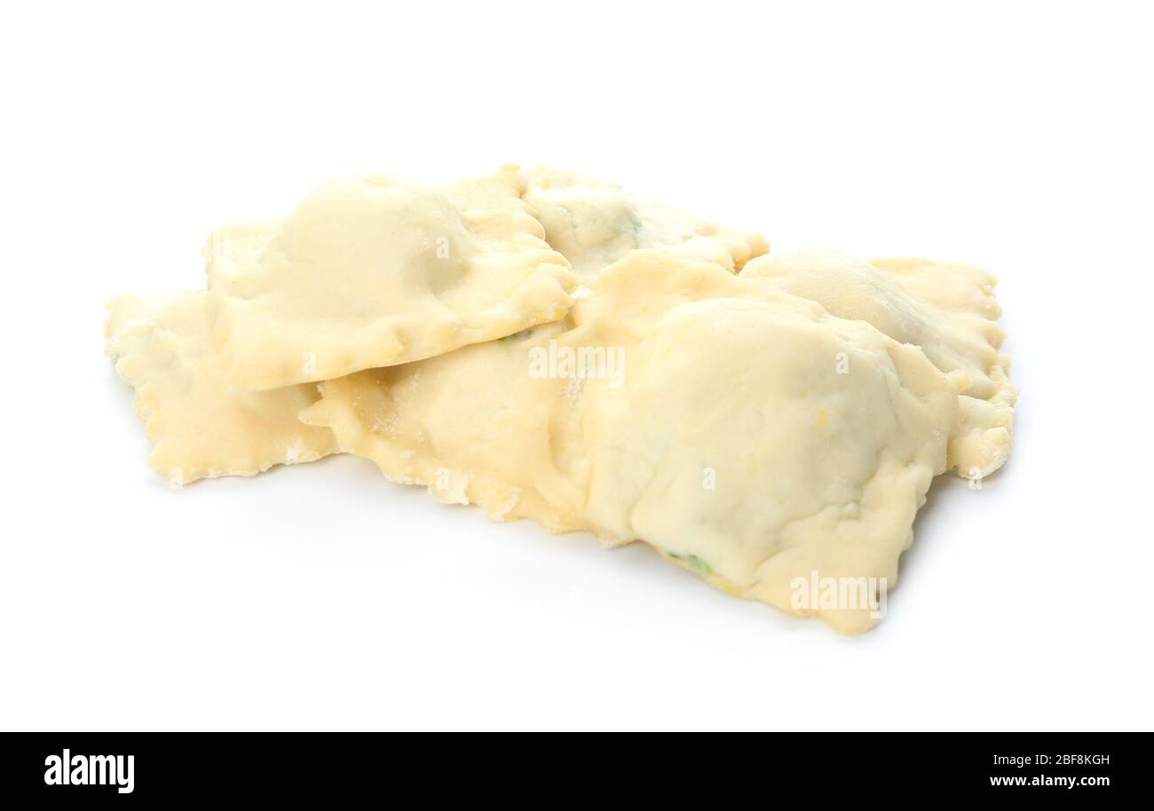 Raw ravioli on white background Stock Photo - Alamy