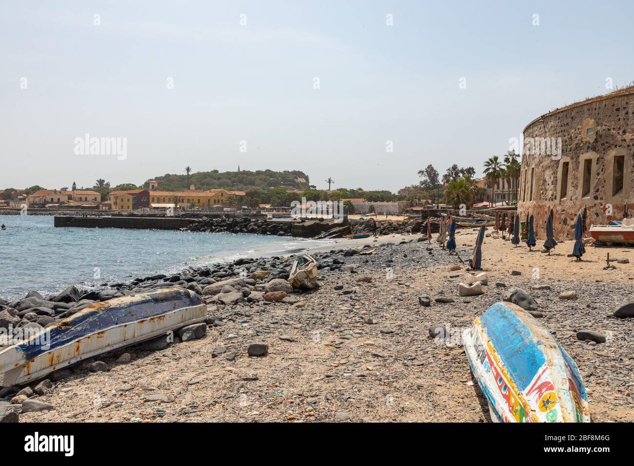 Traditional architecture at Goree island, Dakar, Senegal. West Africa ...