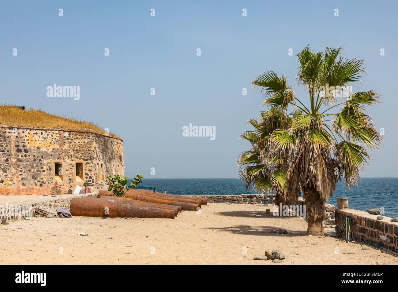 Traditional architecture at Goree island, Dakar, Senegal. West Africa ...
