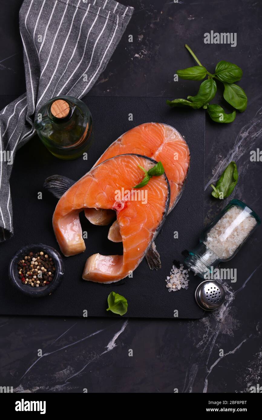 fresh raw red salmon fish for healthy eating Stock Photo - Alamy