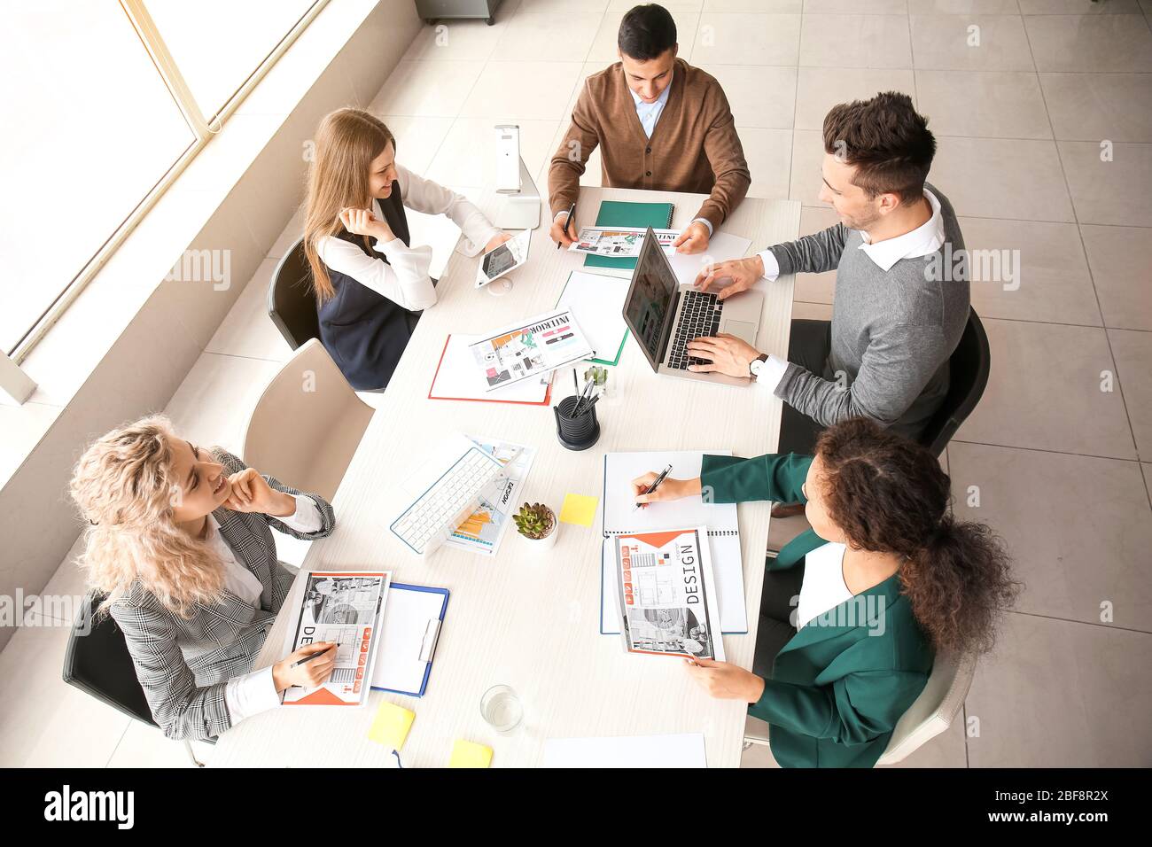 Young people attending course in interior design, top view Stock Photo ...