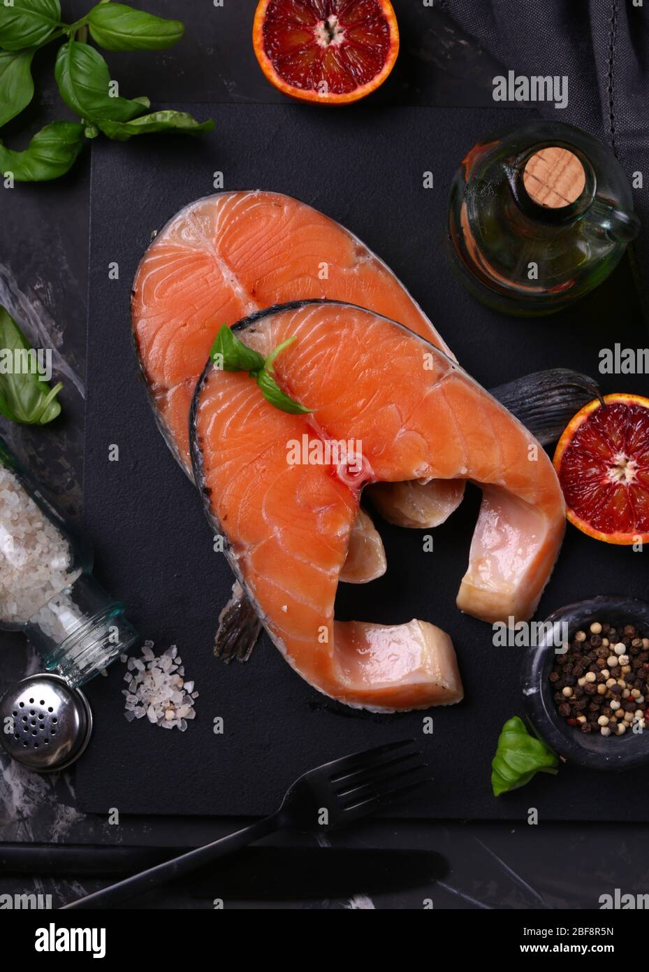 fresh raw red salmon fish for healthy eating Stock Photo - Alamy