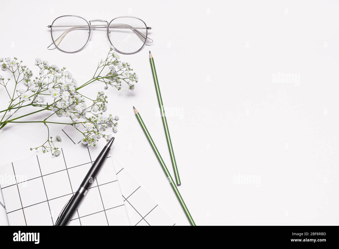 Set of school supplies with eyeglasses on white background Stock Photo ...